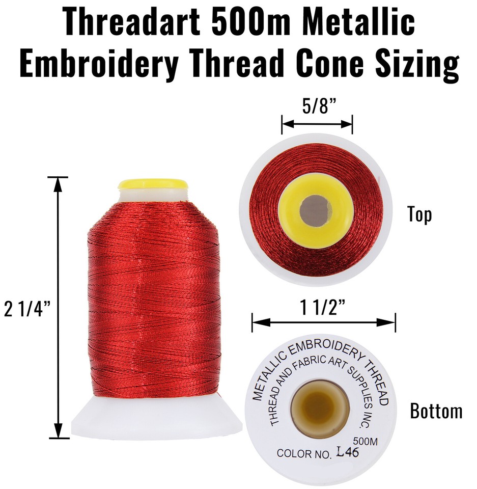 METALLIC EMBROIDERY THREAD - 500M 40WT - FITS BROTHER BERNINA - 25 ...