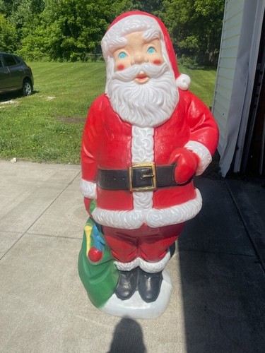 Vintage blow mold SANTA 5ft tall outdoor Lighted Holiday decoration ...
