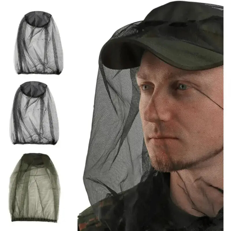 2× Mosquito Net Hat Mesh Insect Protection Face Mask Hiking Fishing ...