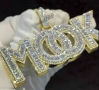 3.15 ct Baguette Simulated Diamond mens Custom "MOOK" Name Charm ...