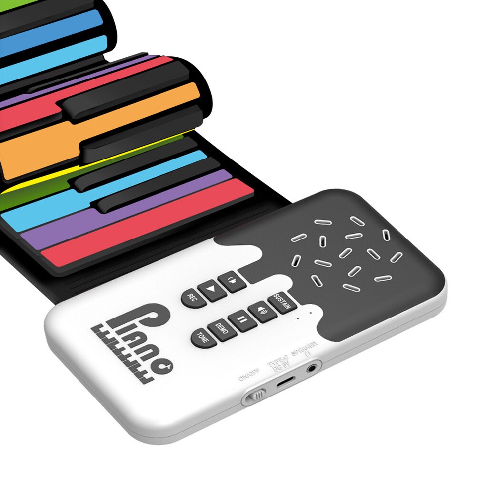 49 Keys Digital Keyboard Portable Rainbow Keys Pianos MIDI Out Gift for ...