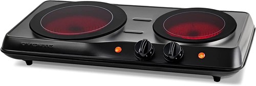 Electric Cooktop Burner Infrared Ceramic Glass Hot Plate 2 Two Cooking ...