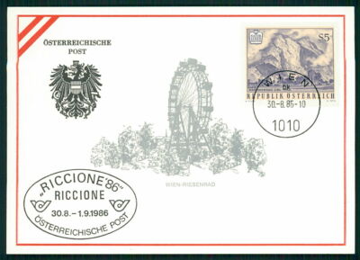 ÖSTERREICH AUSSTELLUNGSKARTE ITALIEN RICCIONE 1986 WIEN RIESENRAD gh88 ...