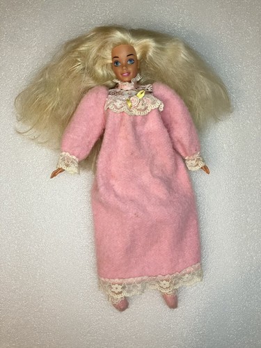 Mattel 1993 Bedtime Barbie Soft Body Plush Doll Sleep Pink Nightgown ...
