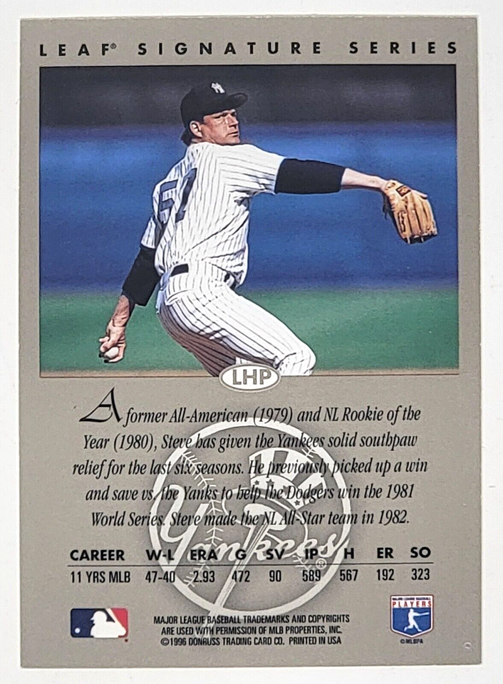 1996 Leaf Signature Series Steve Howe Bronze Autograph Baseball Card ...