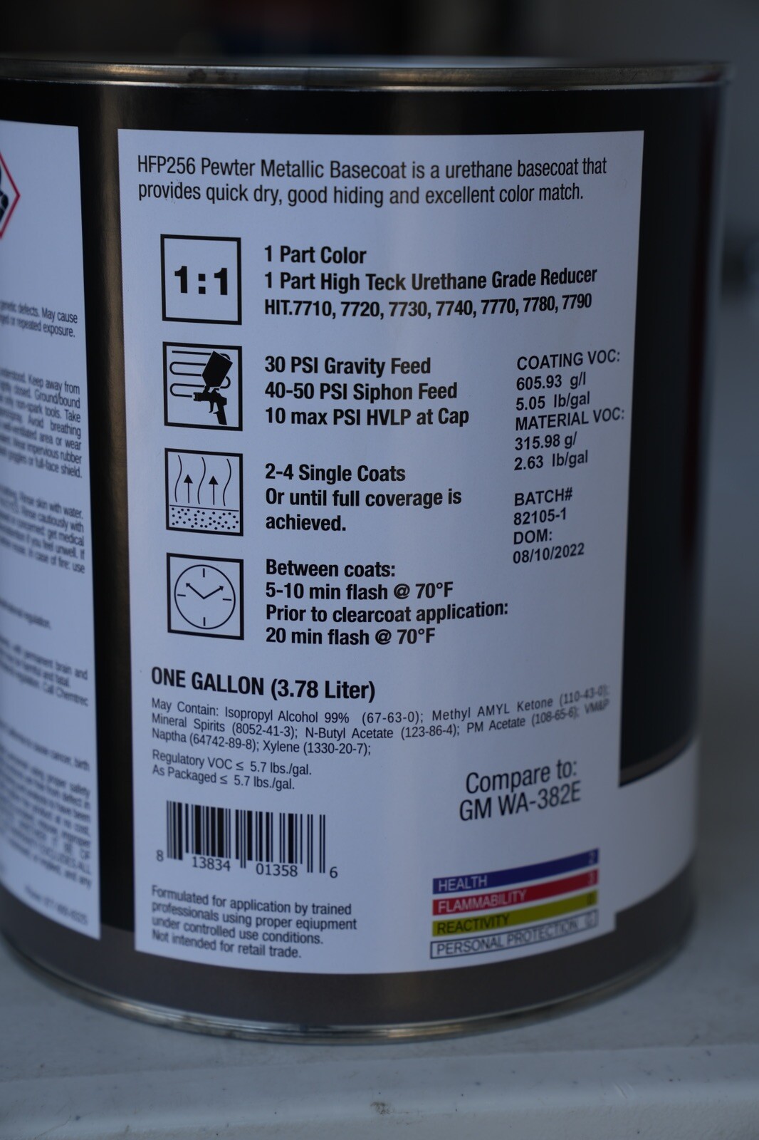 High Teck HFP256 Pewter Metallic Basecoat Urethane Auto Paint GALLON ...