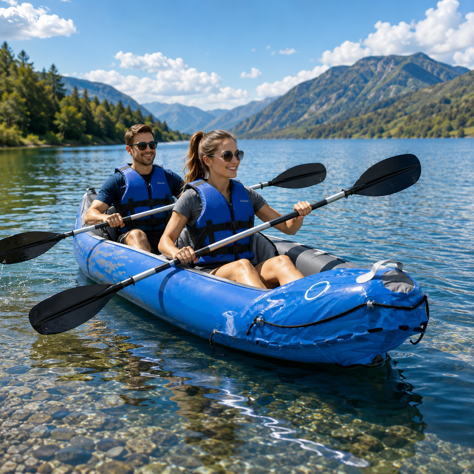 Inflatable Kayak Canoe Boat With Oars Pump & Carry Case Two Seat Person ...