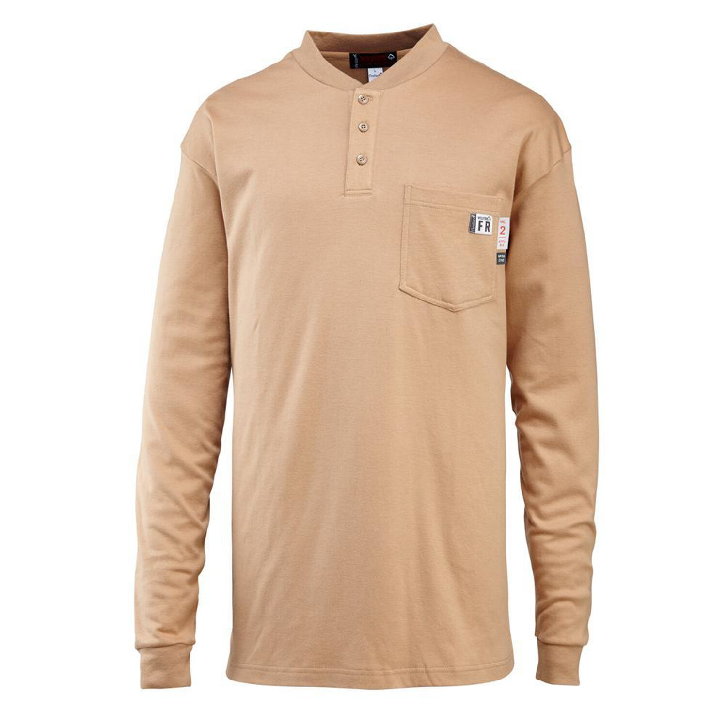 Wolverine Mens Khaki 100% Cotton Firezero FR L/S Henley Tee | eBay