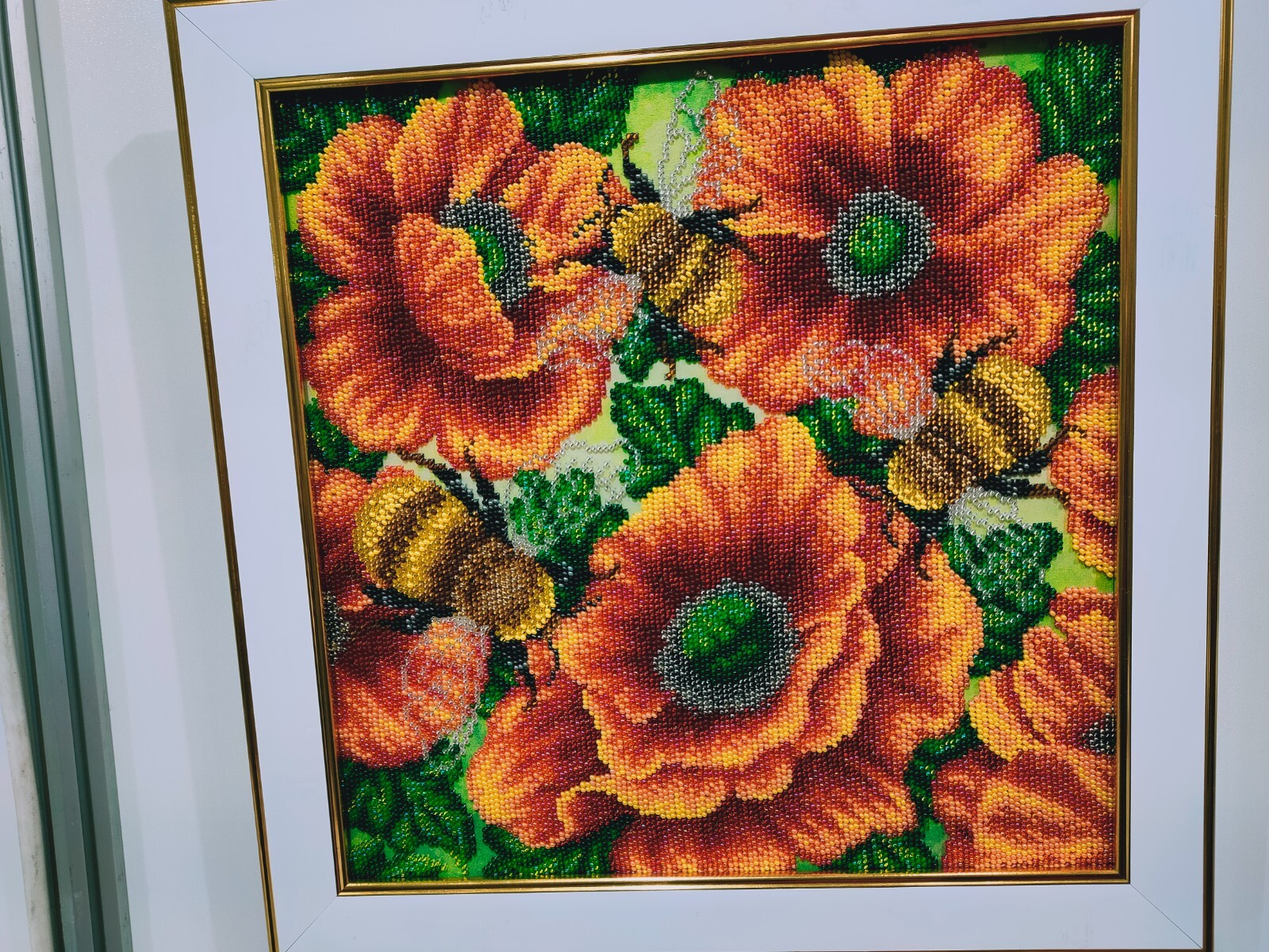 Bead Embroidery Kit Poppy DIY Craft Kit stamped Bead Needlepoint t-1250 ...