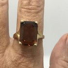 Vintage Signed A 18K GE Gold Plated Amber/ Rust Color Crystal Ring sz 8 ...