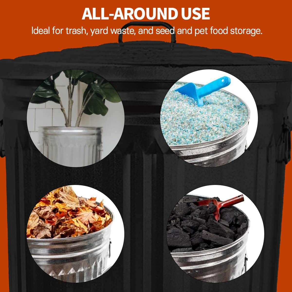 Rust Resistant Trash Can 20 Gallon Galvanized Steel Trash Can With Lid ...