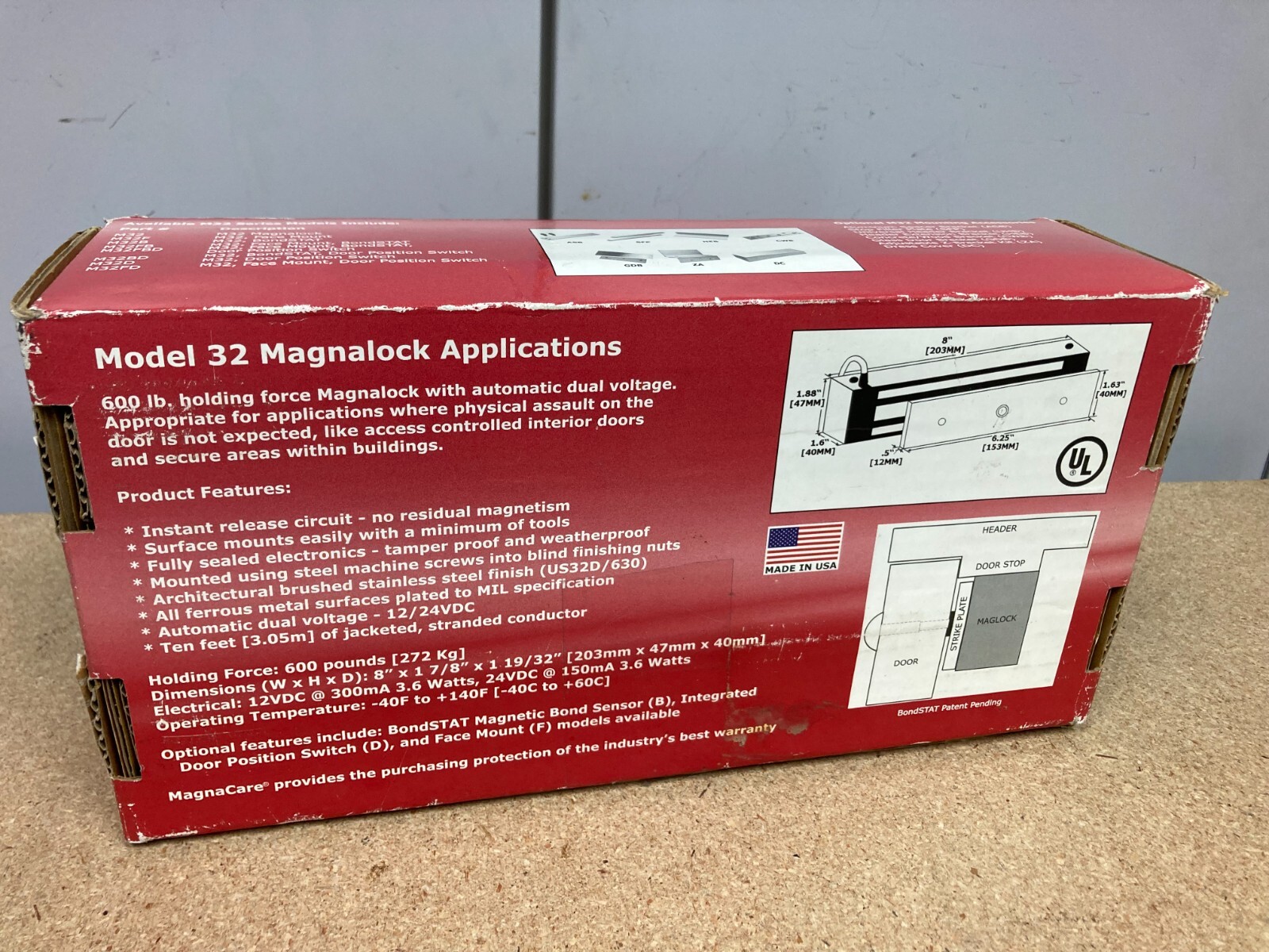 Securitron M32 M32-ss Magnalock 12 24 VDC 600lb Mag Lock Access Control ...