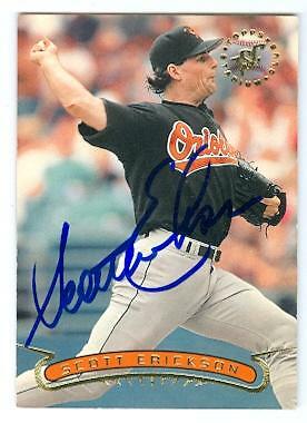 Scott Erickson autographed baseball card (Orioles) 1996 Topps Stadium ...
