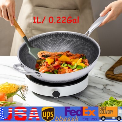Non Stick Double Sided Honeycomb Cooking Frying Wok Pan with Lid ...
