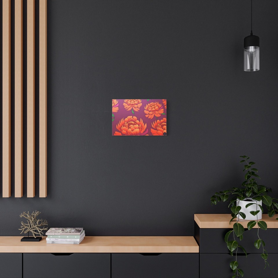 Orange Peony Pattern Canvas | eBay