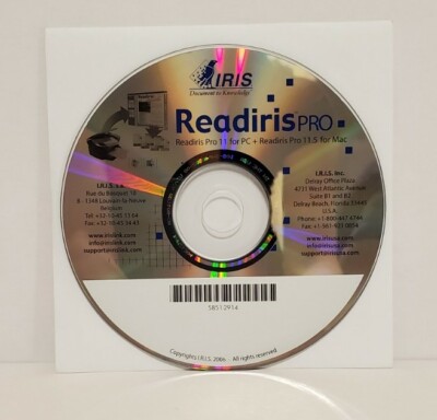Readiris Pro 11 For PC/11.5 For Mac Software Installaton CD IRIS Inc ...