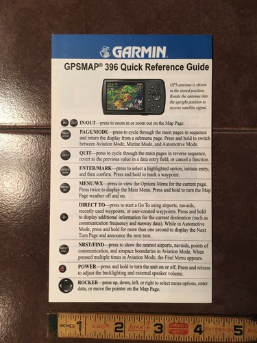 Garmin GPSMAP 396 Quick Reference Guide | eBay