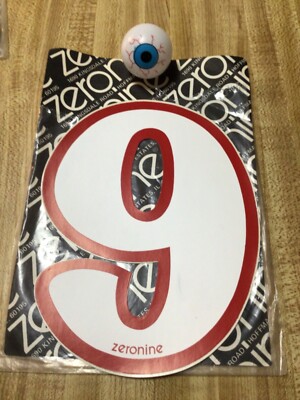 HUGE NOS White Red ZERONINE Number 9 Old School MX BMX Plate Decal ...