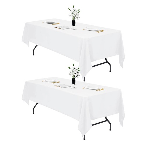 2pcs White Table Cloth For Rectangle Table 60 X 102 Inch Tablecloths ...