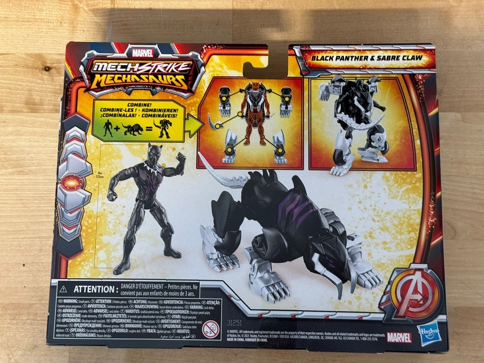 NEW Marvel Mech Strike Mechasaurs Black Panther & Sabre Claw Mech Suit ...