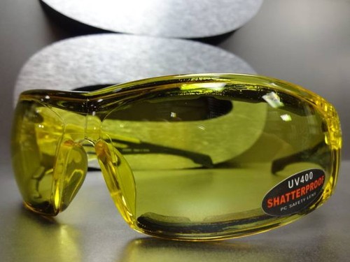 MOTORCYCLE SPORT SAFETY RIDING Day Night Yellow Lens PADDED SUN GLASSES ...
