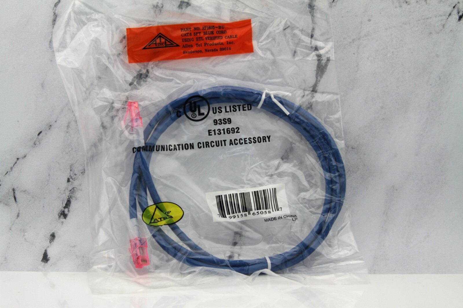 Allen Tel At1605-bu Cat 6 Patch Cord 5' Blue At16 Series ETL Verified ...