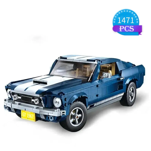 Technical Super Blue Mustang Sports Racing Car Model Building Blocks ...