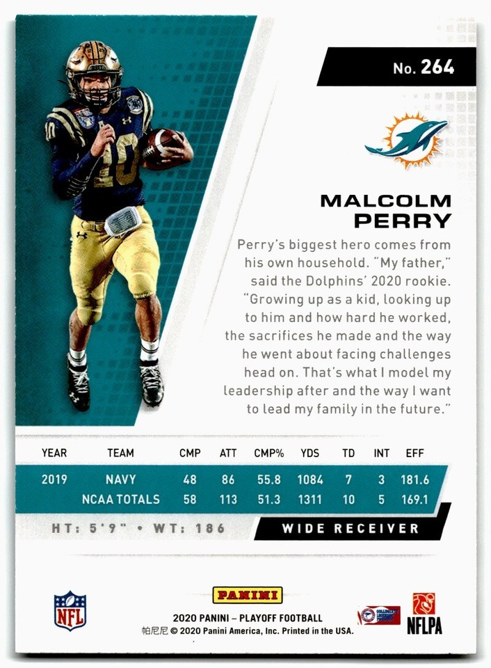 2020 Panini Playoff Malcolm Perry #264 RC Miami Dolphins | eBay