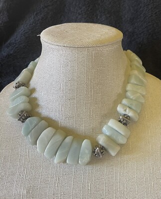 Silver/Light Green Stone Necklace | eBay