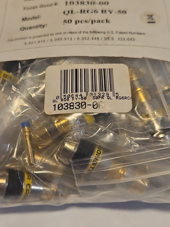 New Monster Cable QUICKLOCK RG6Q (103830-00) RCA Connector Blue Pin 50 ...