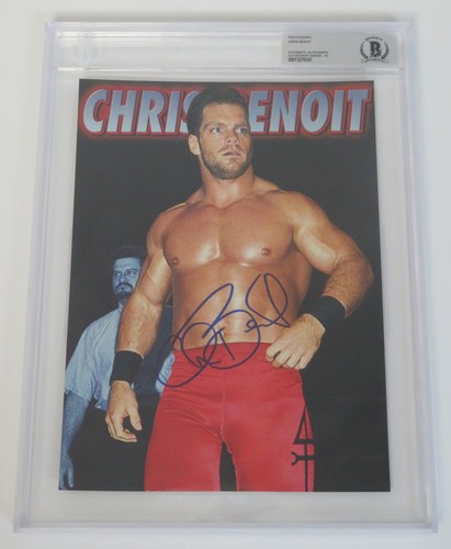 Chris Benoit WWF WWE WCW Signed Autograph 8x10 Photo Slab JSA BAS 10 ...