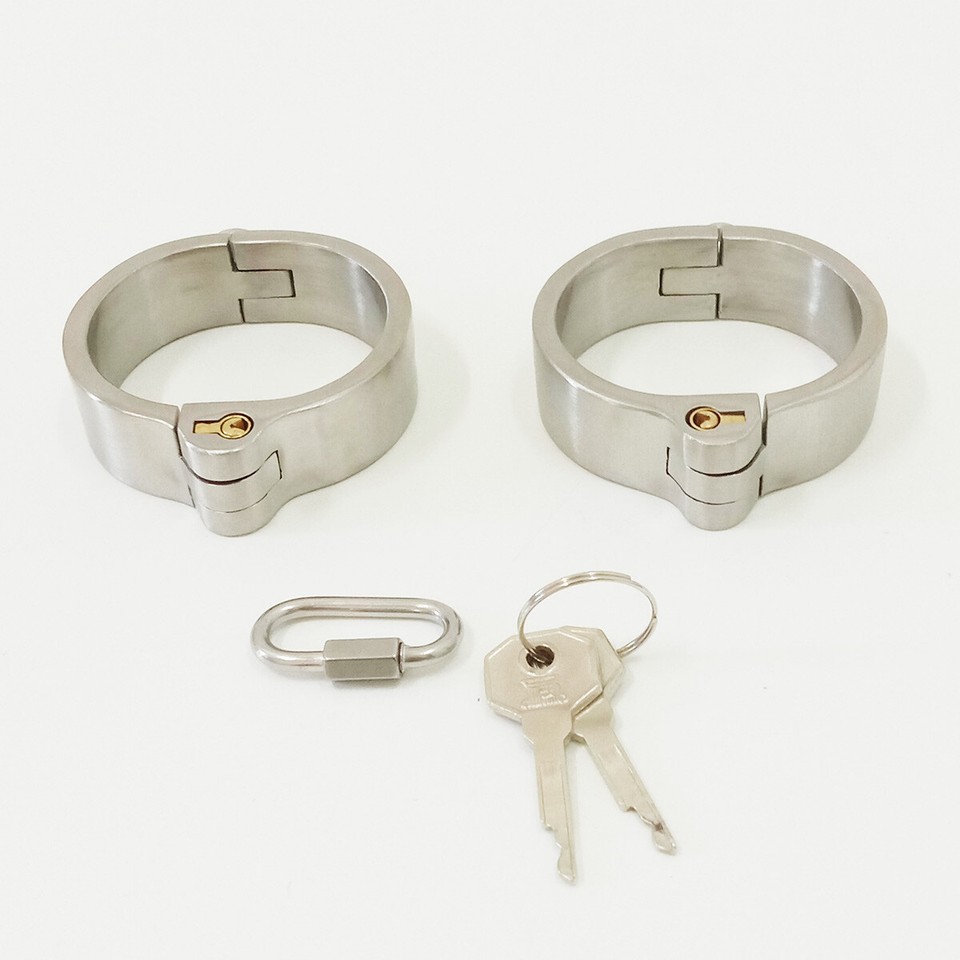 Heavy Stainless Steel Handcuffs Wrist Ankle Neck Cuffs Chain Removable ...