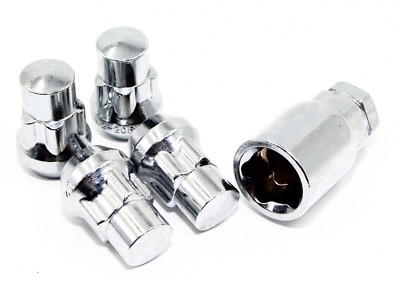 4 Chrome Acorn Bulge Wheel Lug Nut Locks W/ Key 12x1.5 1.4" Cone Seat ...