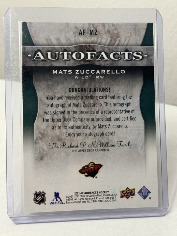 2021-22 Upper Deck Artifacts Autofacts Auto Mats Zuccarello #AF-MZ | eBay