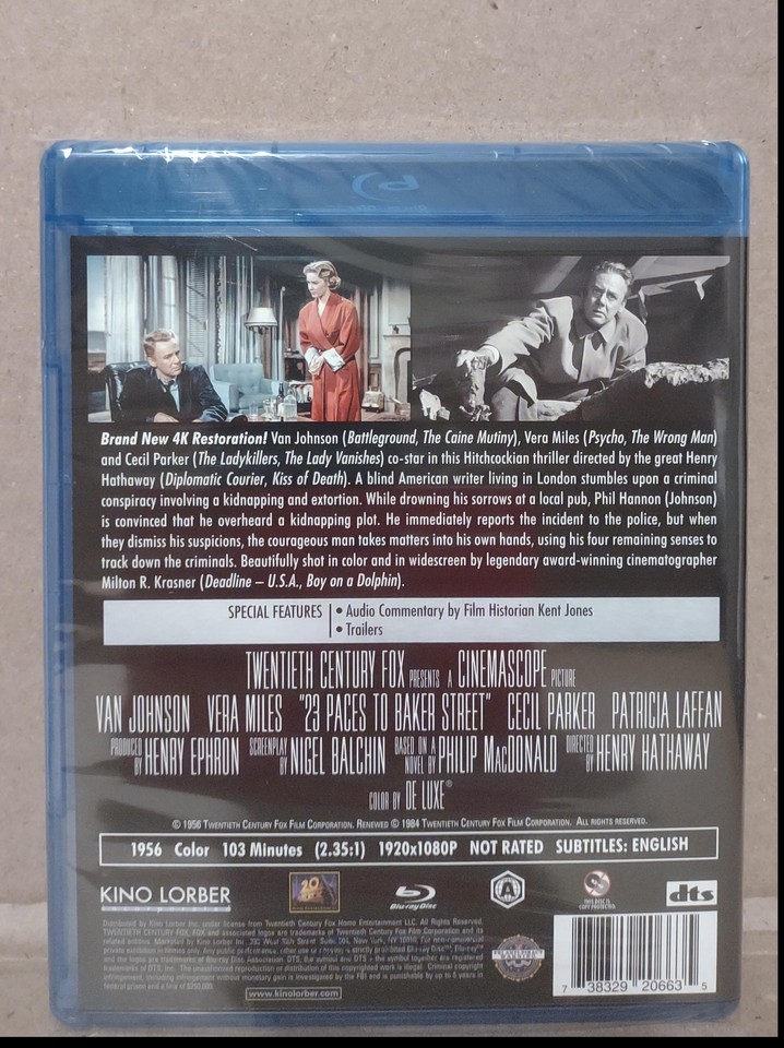 NEW - 23 Paces to Baker Street Blu-ray 1956 [Kino Lorber] Van Johnson 738329206635 | eBay