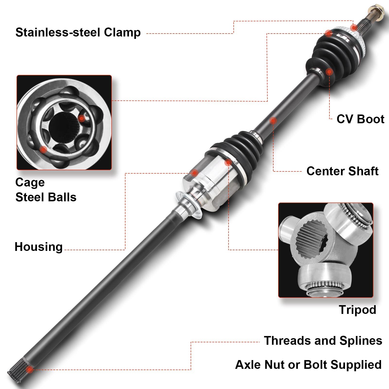 Front RH CV Axle Assembly for Mitsubishi Outlander 2007-2011 3.0L AWD ...