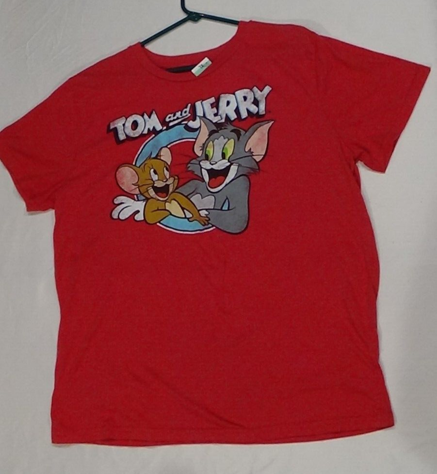 TOM AND JERRY SHIRT XL Extra Large RED Hanna Barbera CARTOON Cat Mouse ...