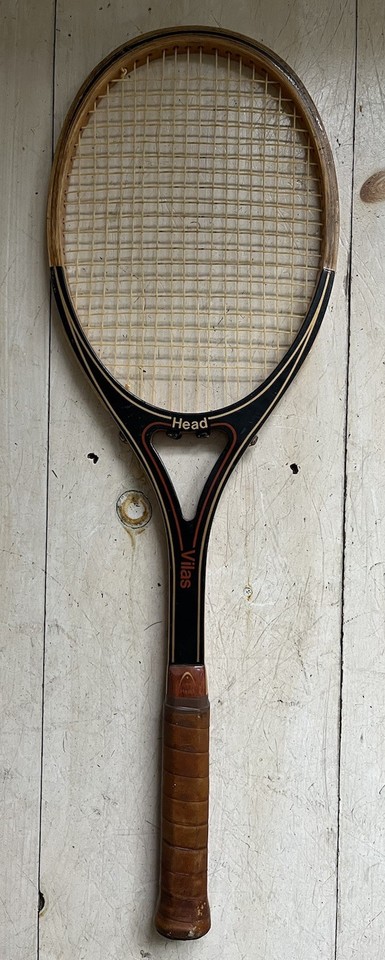 Vintage HEAD AMF GUILLERMO VILAS Wooden Tennis Racket Leather Grip Good ...