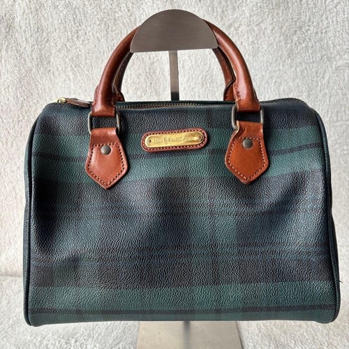 Polo Ralph Lauren Mini Boston Bag Green Black Leather PVC Good ...