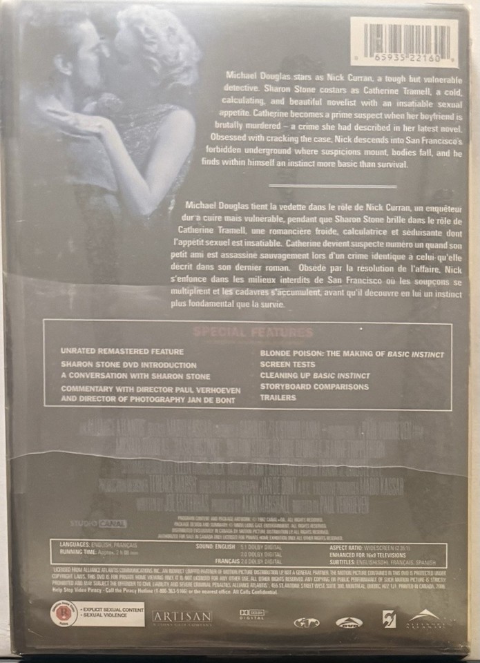 Basic Instinct (DVD, 1992) Ultimate Unrated Version Michael Douglas | eBay