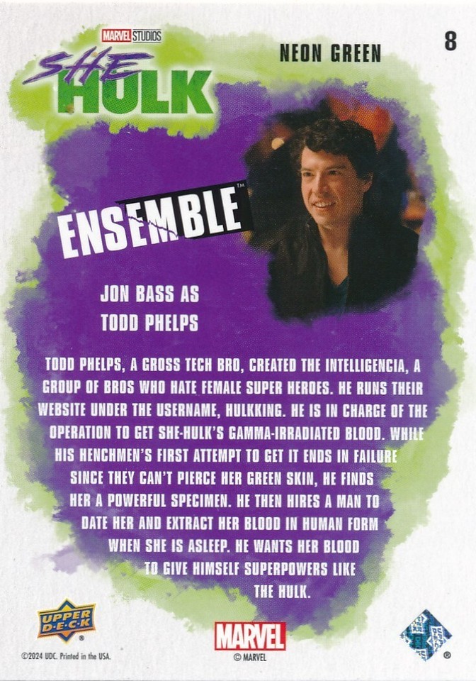 #8 JON BASS/TODD PHELPS 2023 Upper Deck She-Hulk NEON GREEN ENSEMBLE | eBay