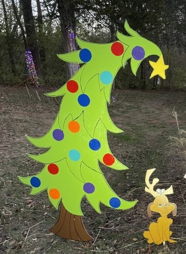 Grinch Style Tree - Hand Painted Wood Yard Art - Christmas - Outdoor or ...