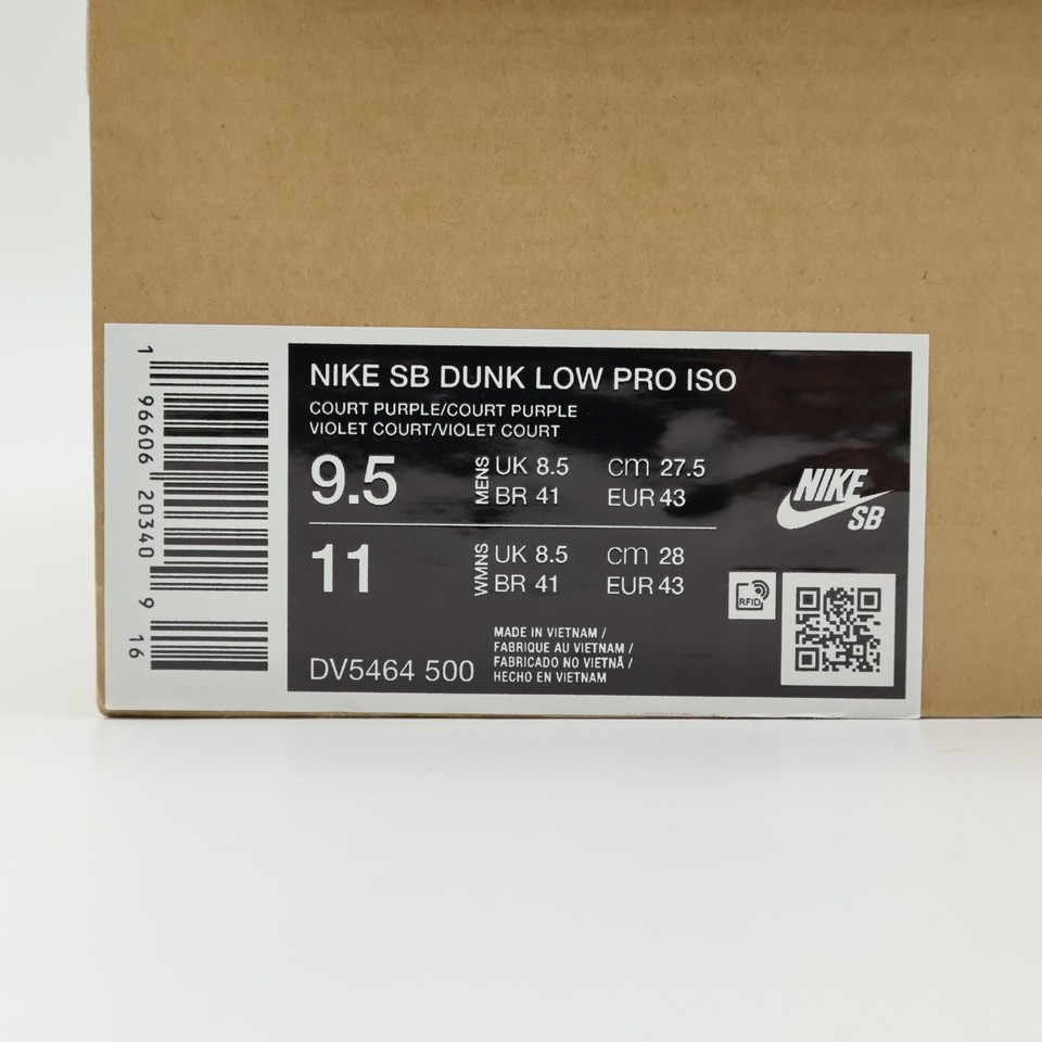 DV5464-500 Nike SB Dunk Low Pro ISO Orange Label Court Purple Gum (Men ...