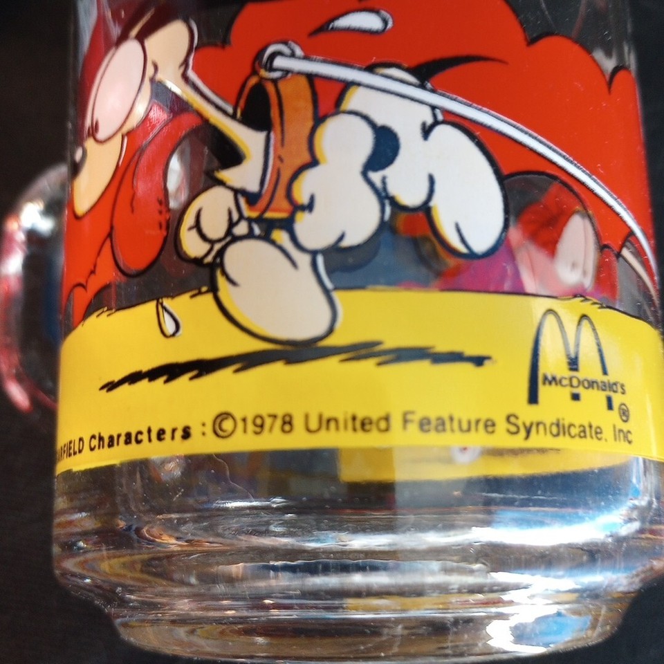 Garfield Odie McDonald's Glass Coffee Mug Cup Vintage 1978 Jim Davis ...