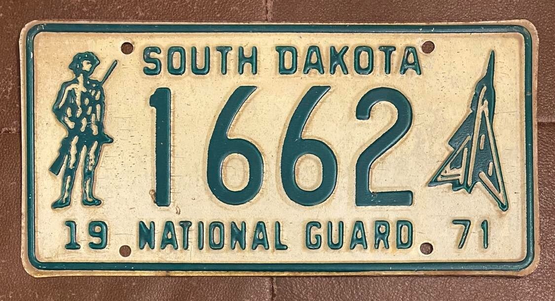 South Dakota 1971 MILITARY NATIONAL GUARD License Plate # 1662 | eBay