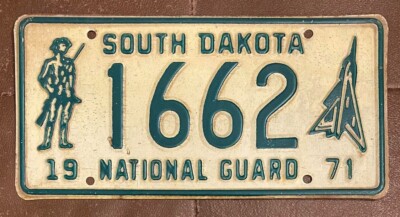 South Dakota 1971 MILITARY NATIONAL GUARD License Plate # 1662 | eBay