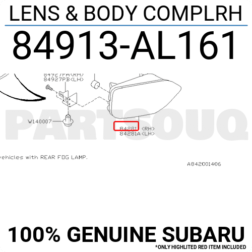 84913AL161 Genuine Subaru LENS & BODY COMPLRH 84913-AL161 | eBay