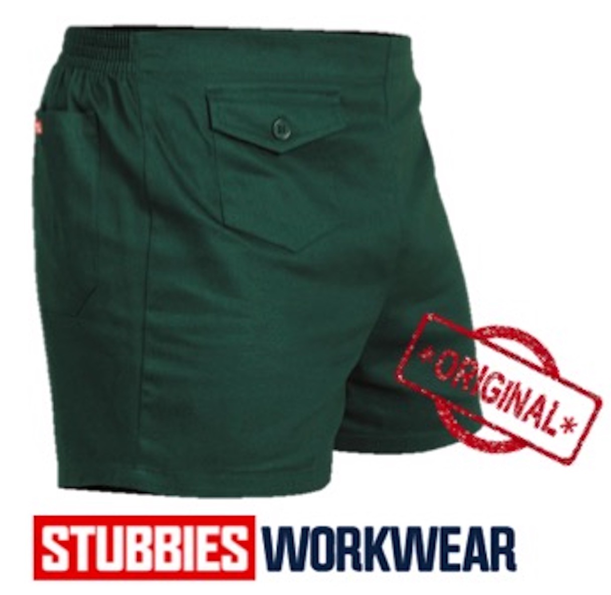 4 PACK - MENS STUBBIES "ORIGINAL" PLAIN FRONT ELASTIC BACK DRILL SHORTS ...