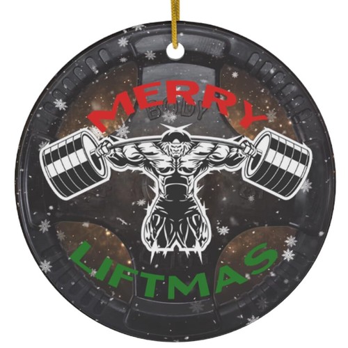 Merry Liftmas Ornament Weight Lifter Fitness Christmas Tree Hanging ...