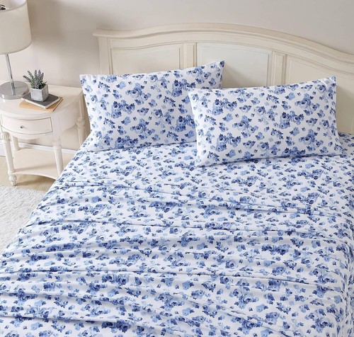 Laura Ashley Home - Queen Sheets, Cotton Flannel Bedding Set, Brushed ...
